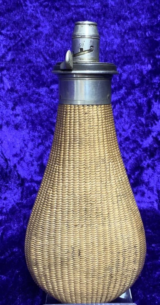 Sykes Patent Wicker Powder Flask - Powder Flask UK